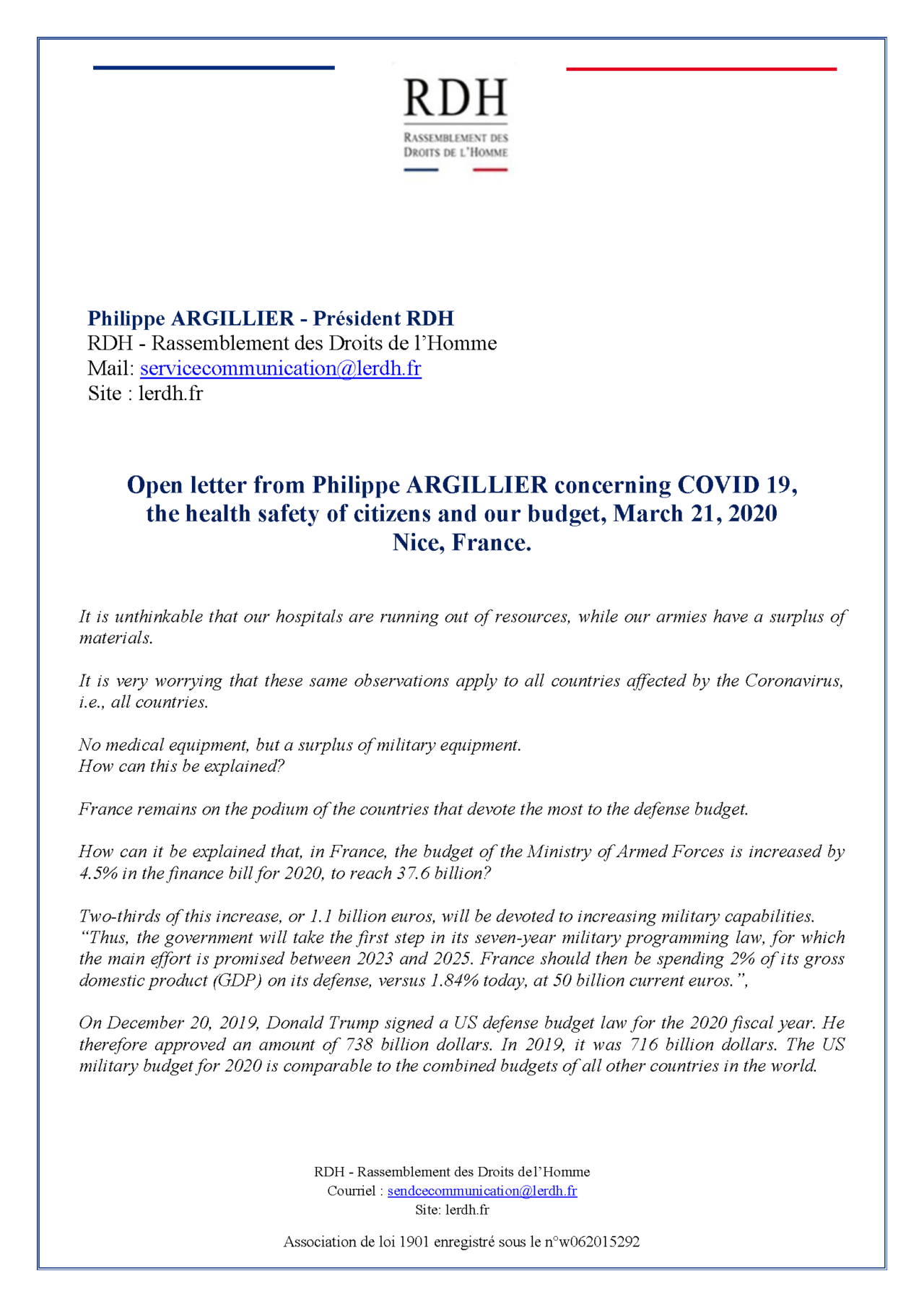 Open Letters RDH | Human Rights Unity