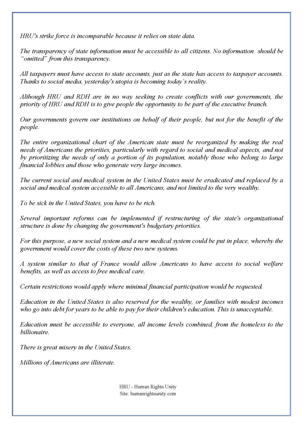 Introduction to HRU | Human Rights Unity